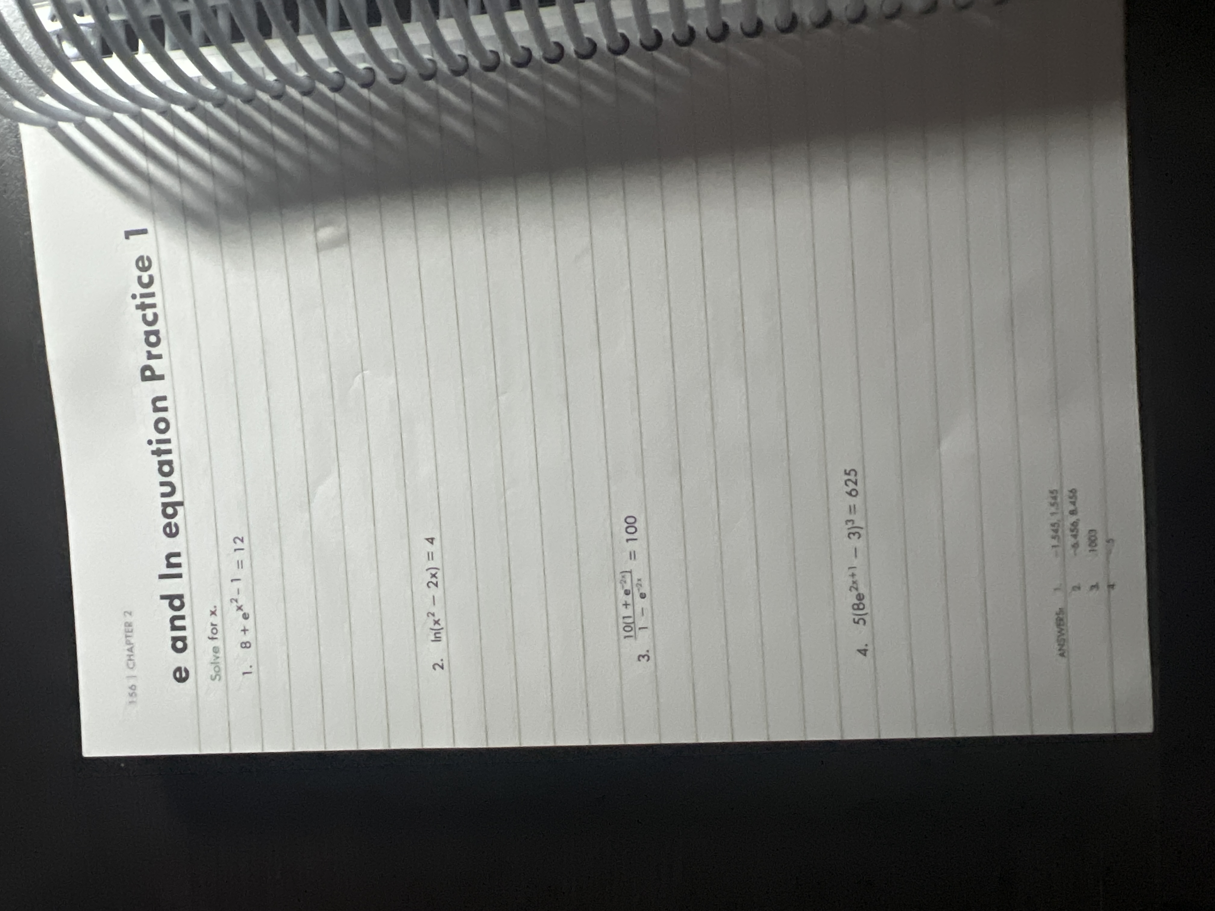 Solved 156 | ﻿CHAPTER 2e and In equation Practice 1Solve for | Chegg.com