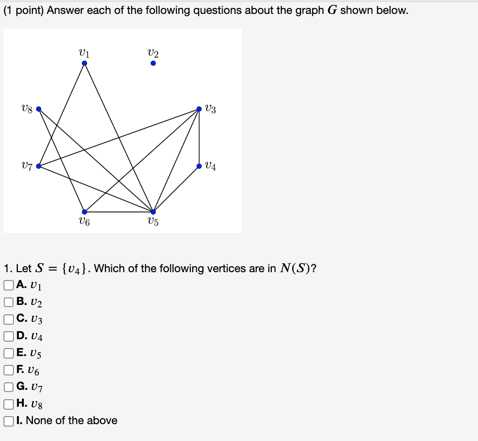 Solved (1 point) Answer each of the following questions | Chegg.com