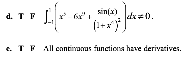 Solved (10 points) True or False Determine whether the | Chegg.com