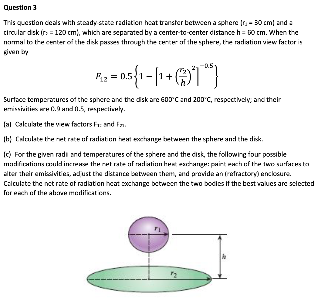 Solved This question deals with steady-state radiation heat | Chegg.com