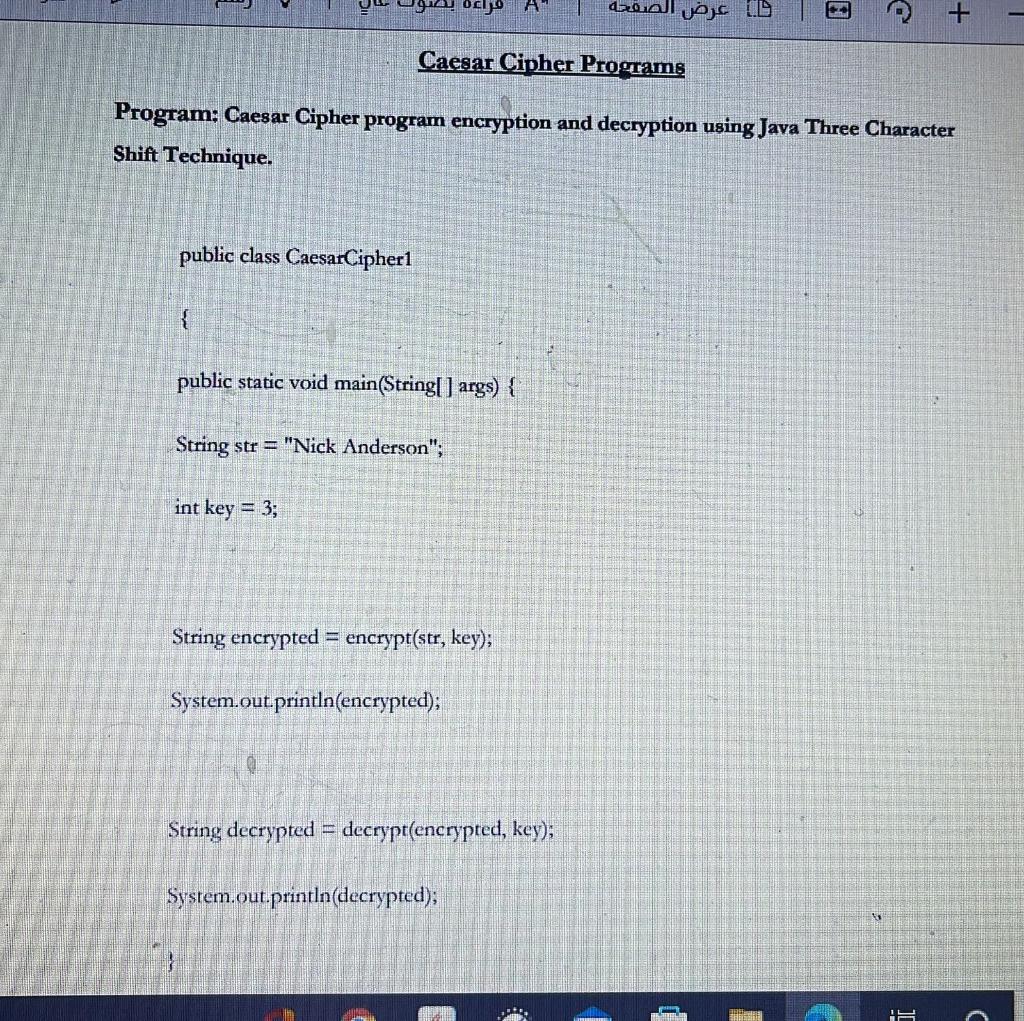 Solved Program: Caesar Cipher Encryption program only using | Chegg.com