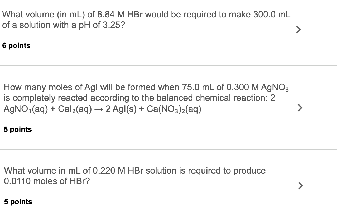Solved What volume (in mL) of 8.84 M HBr would be required | Chegg.com
