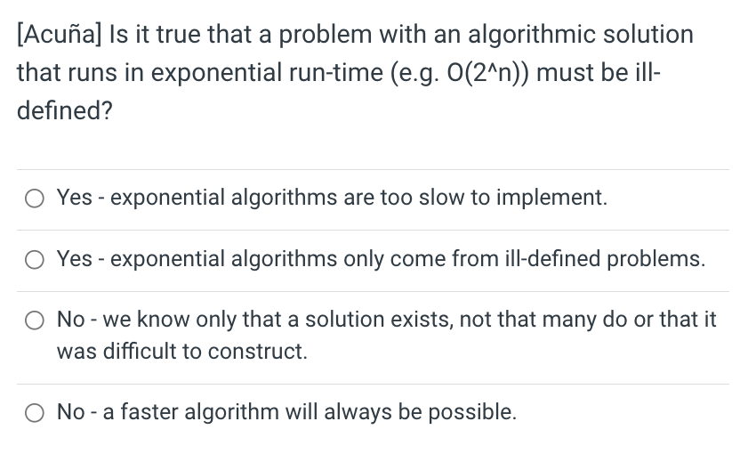 Solved [Acuña] Is it true that a problem with an algorithmic | Chegg.com
