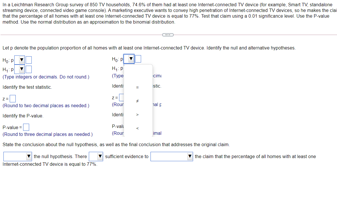 Solved In a Leichtman Research Group survey of 850 TV | Chegg.com
