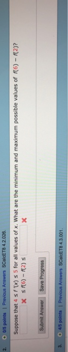 Solved 2. O 0/5 points Answers SCalcET8 4.2.026. Suppose | Chegg.com