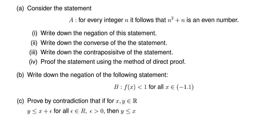 Solved (a) Consider the statement A: for every integer n it | Chegg.com