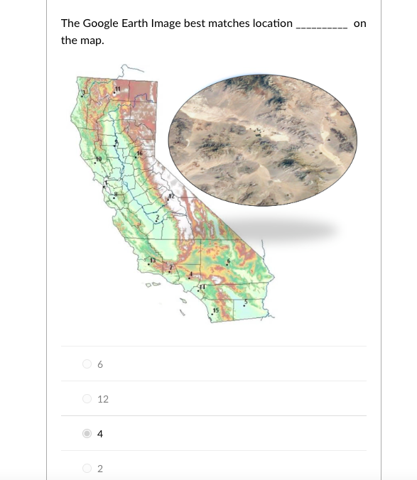 Solved The Google Earth Image best matches location on the | Chegg.com