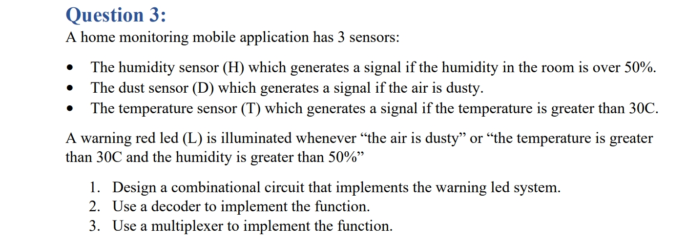 Solved Question 3: A home monitoring mobile application has | Chegg.com