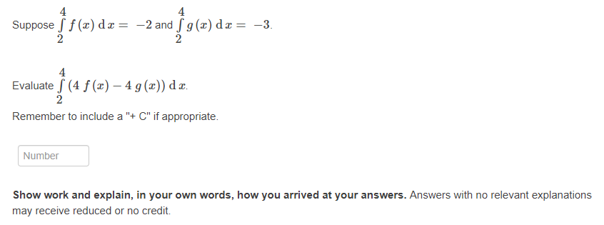 Solved Suppose ∫24f(x)dx=−2 and ∫24g(x)dx=−3 Evaluate | Chegg.com