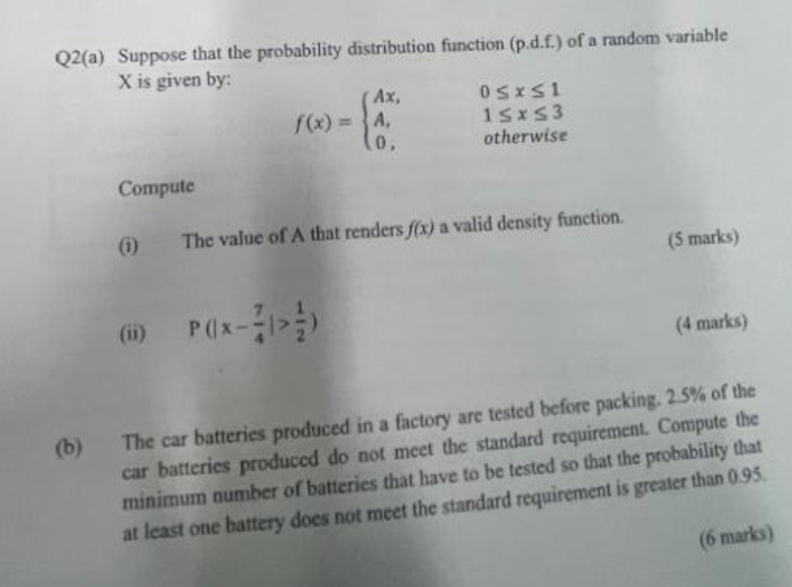 Solved Q2(a) Suppose that the probability distribution | Chegg.com