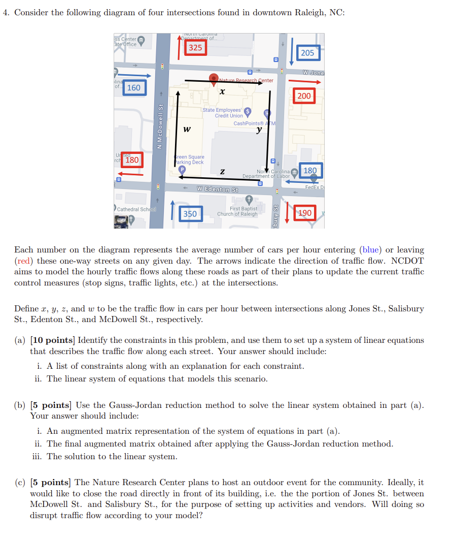 Solved Consider the following diagram of four intersections | Chegg.com