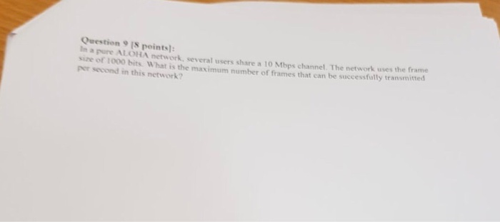 Solved Question 9 8 points In a pure network OHA network, | Chegg.com