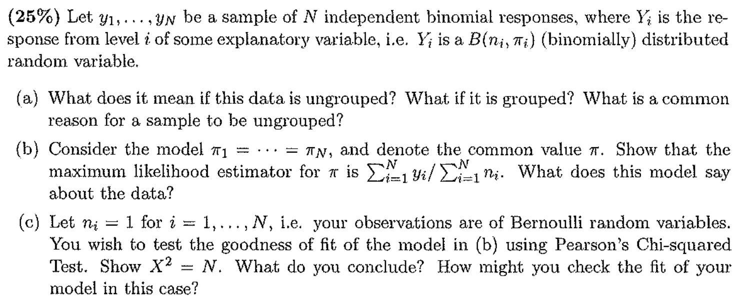Solved (25%) Let y1,…,yN be a sample of N independent | Chegg.com