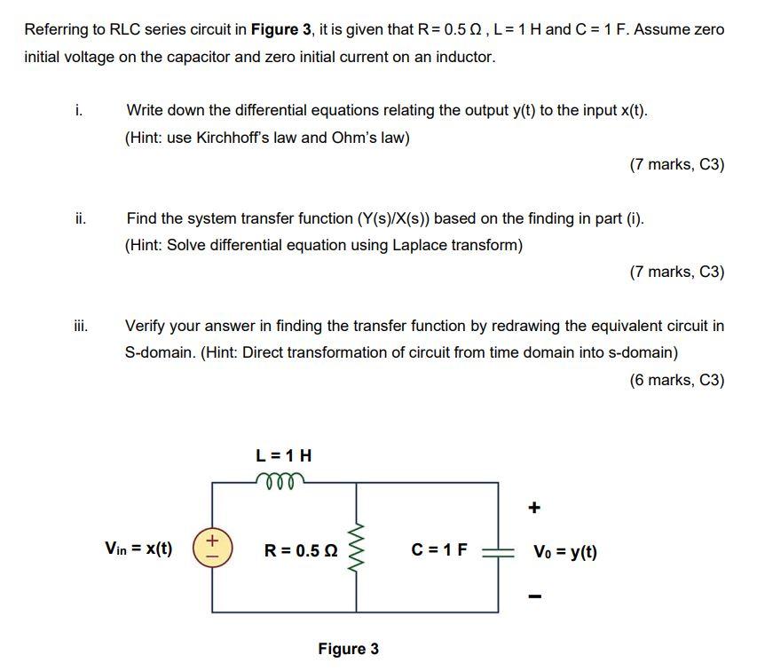 Solved Referring to RLC series circuit in Figure 3, it is | Chegg.com