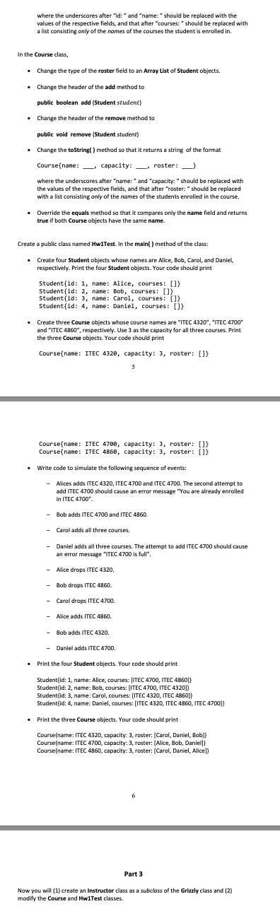 Solved Create a Part 2 subpackage p2 under the hw1 package | Chegg.com