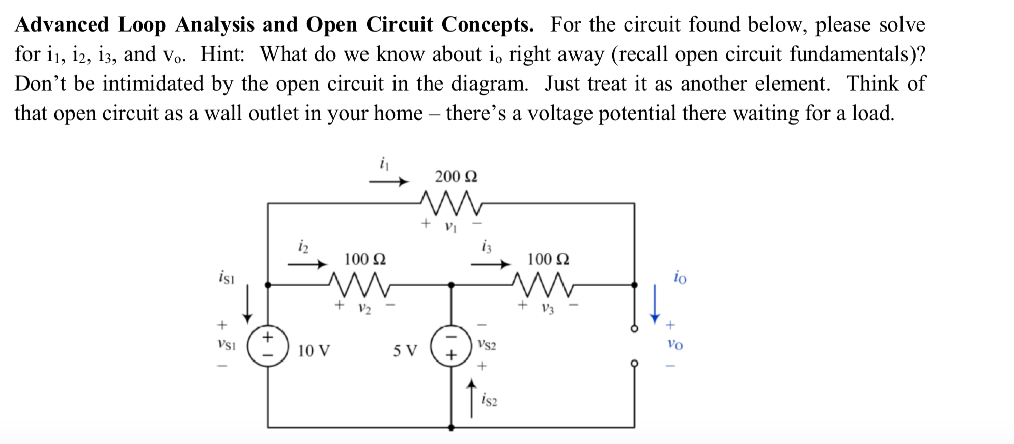 Solved Advanced Loop Analysis and Open Circuit Concepts. For | Chegg.com