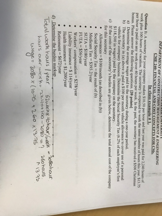 Solved DEPARTMENT OF CONSTRUCTION MANAGEMENT&ENGINEERING CME | Chegg.com