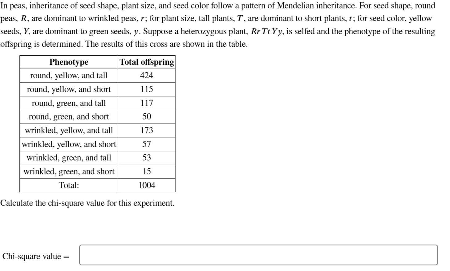 Solved In peas, inheritance of seed shape, plant size, and | Chegg.com