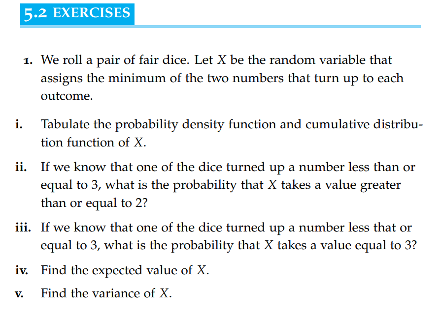 Solved 1. We roll a pair of fair dice. Let X be the random | Chegg.com