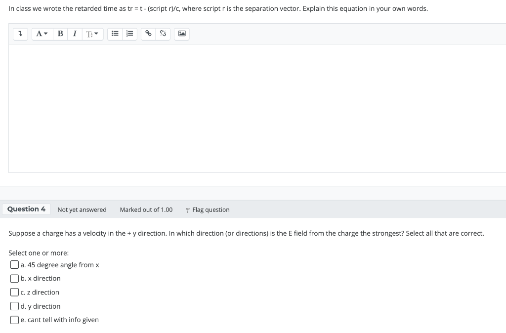 Solved In class we wrote the retarded time as tr = t - | Chegg.com