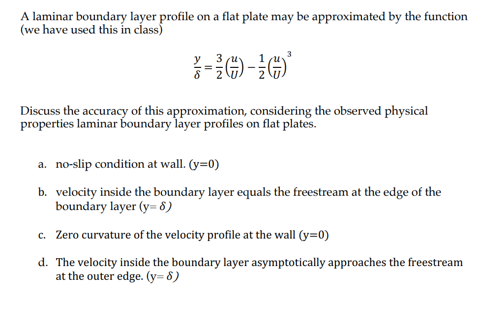 Solved A laminar boundary layer profile on a flat plate may | Chegg.com