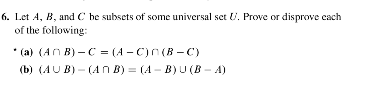 Solved Let A, B, and C be subsets of some universal set U. | Chegg.com