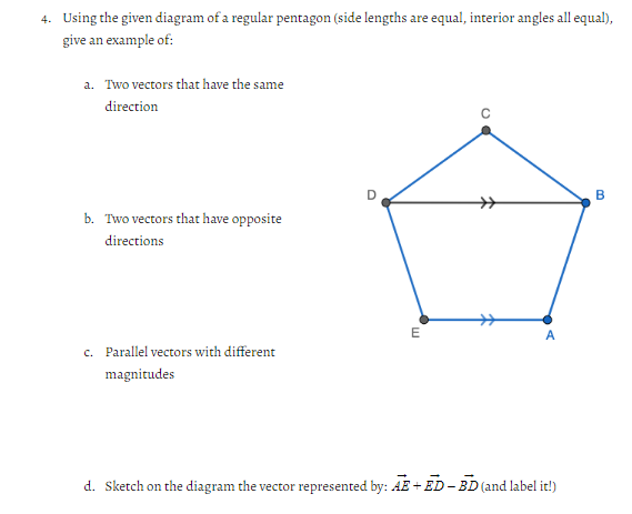 Solved 4. Using the given diagram of a regular pentagon | Chegg.com