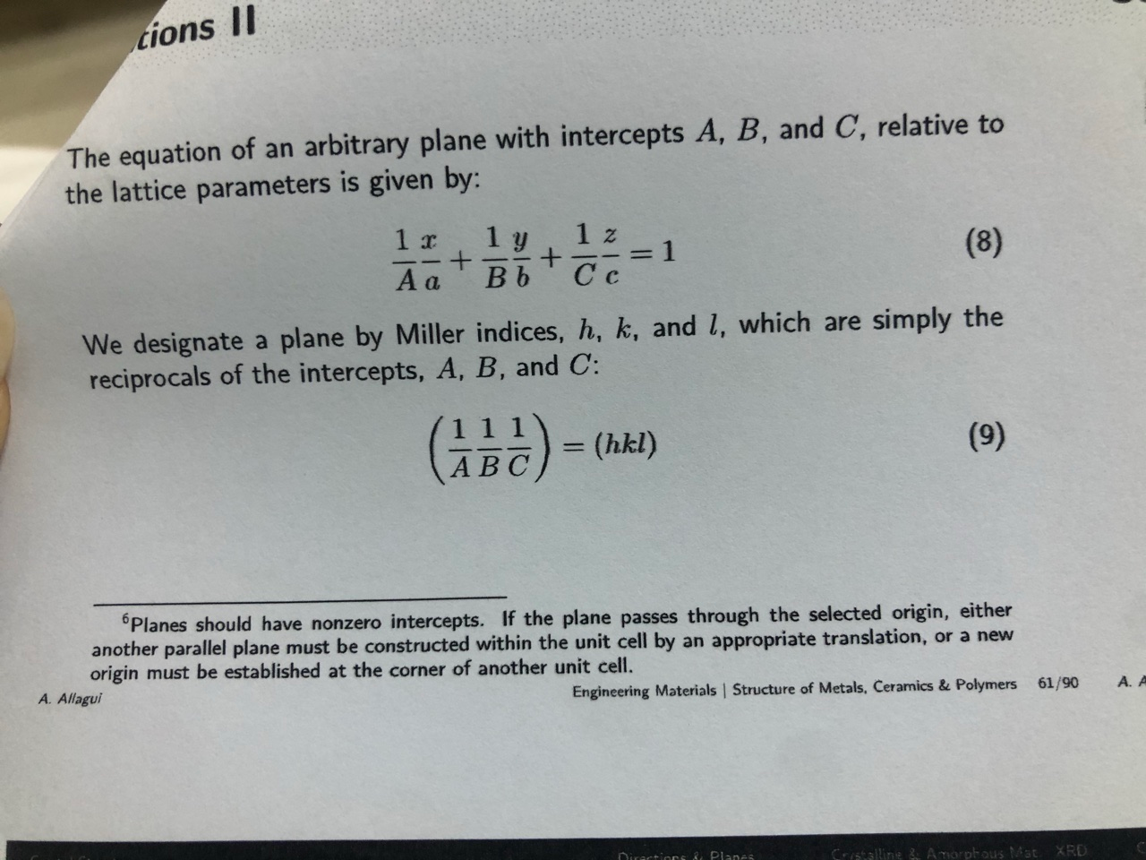 cions II The equation of an arbitrary plane with | Chegg.com