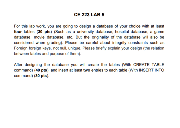 Solved CE 223 LAB 5 For this lab work, you are going to | Chegg.com