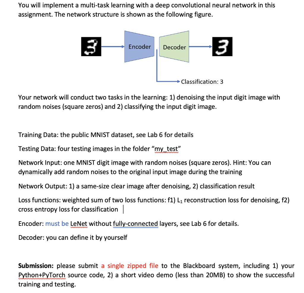 You will implement a multi-task learning with a deep | Chegg.com