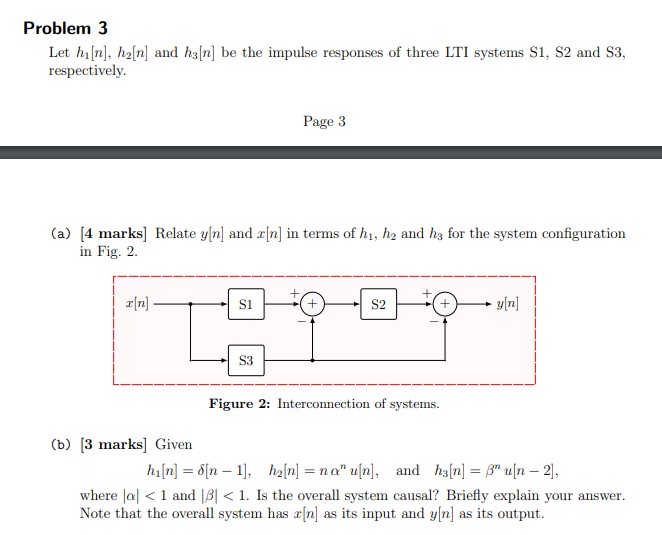 Solved roblem 3 Let h1[n],h2[n] and h3[n] be the impulse | Chegg.com