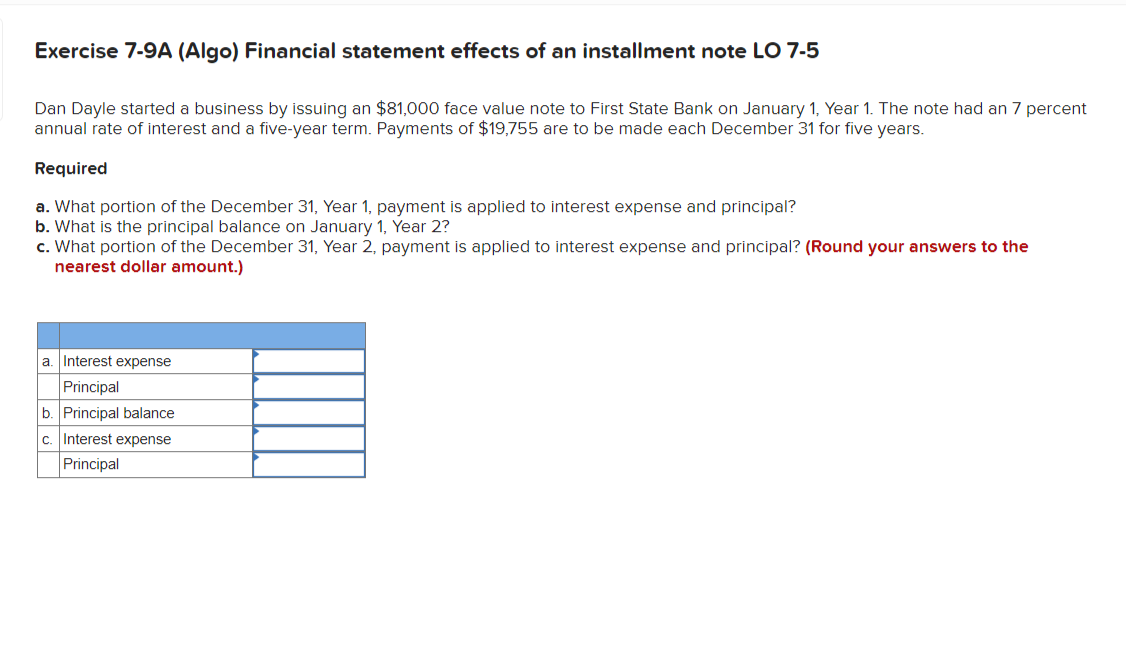 Solved Exercise 7-9A (Algo) Financial statement effects of | Chegg.com
