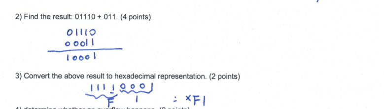 Solved 2) Find the result: 01110 + 011.(4 points) 01110 | Chegg.com