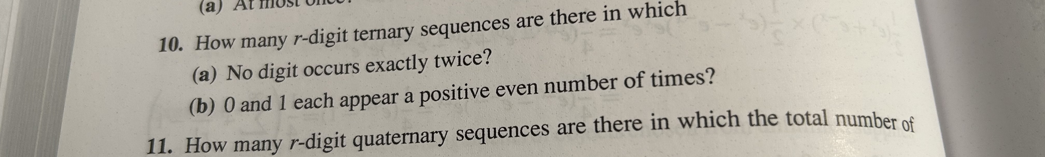 Solved 10. How many r-digit ternary sequences are there in | Chegg.com