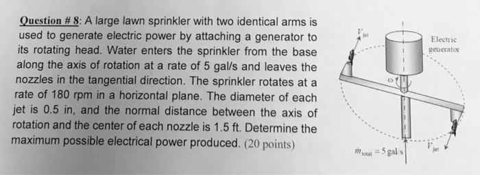 Solved Question # 8: A large lawn sprinkler with two | Chegg.com