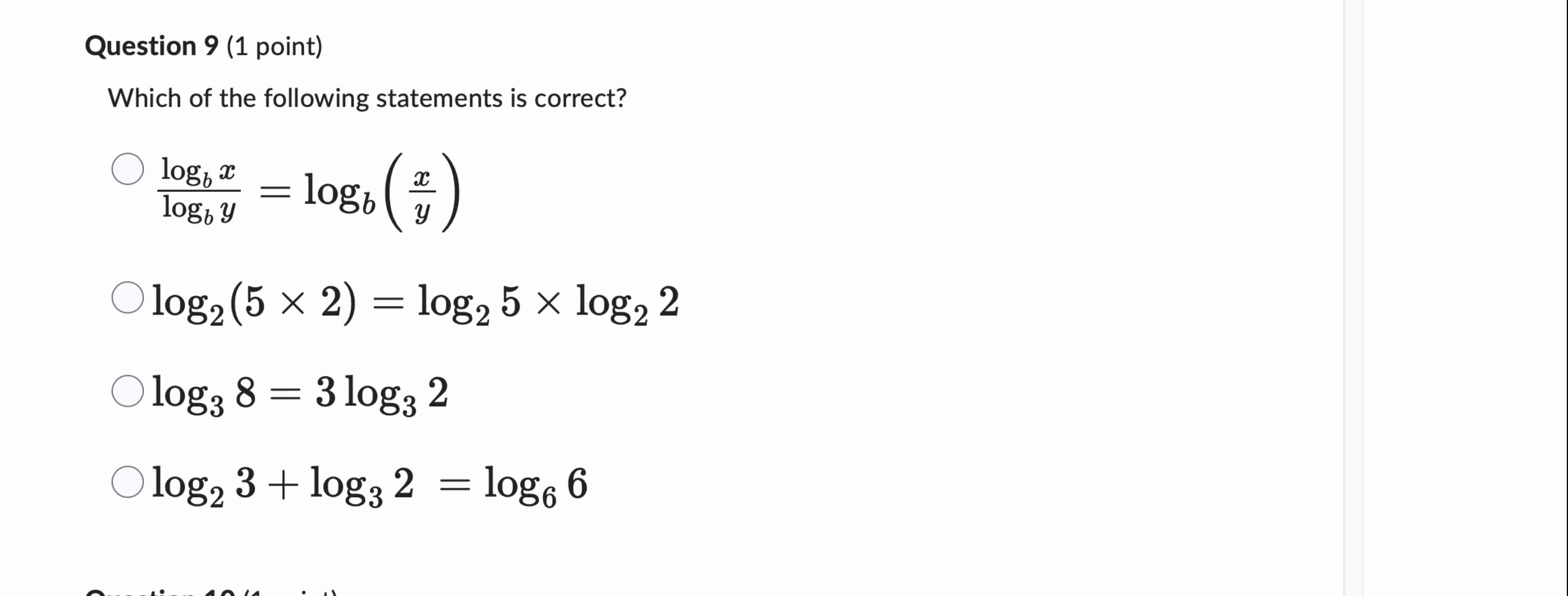 High Quality SOLUTION Question 9 (1 ﻿point)Which of ﻿the following | Chegg.com
