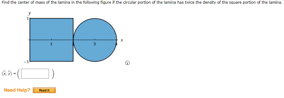 Solved Find the center of mass of the lamina in the | Chegg.com