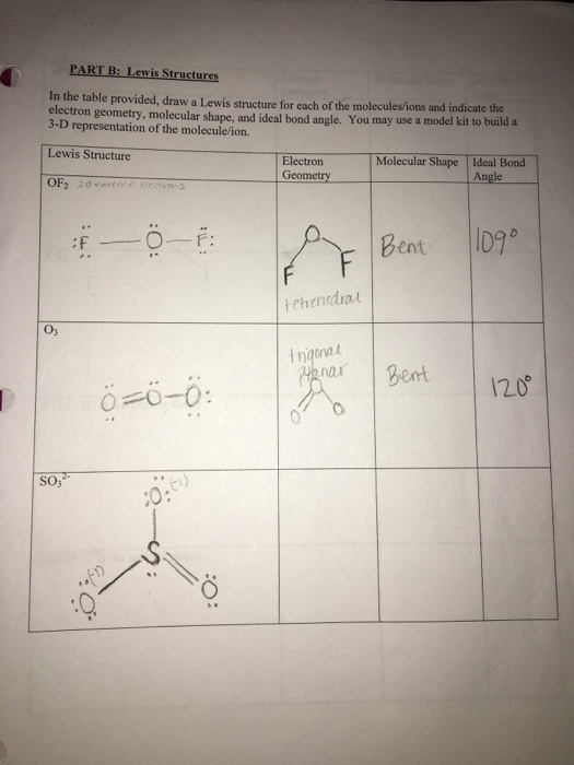 Solved PART B: Lewis Structures In the table provided, draw | Chegg.com
