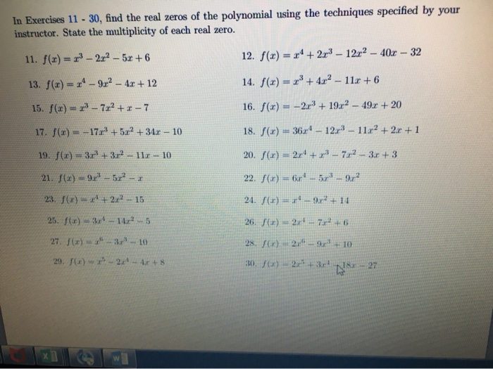Solved In Exercises 11- 30, find the real zeros of the | Chegg.com