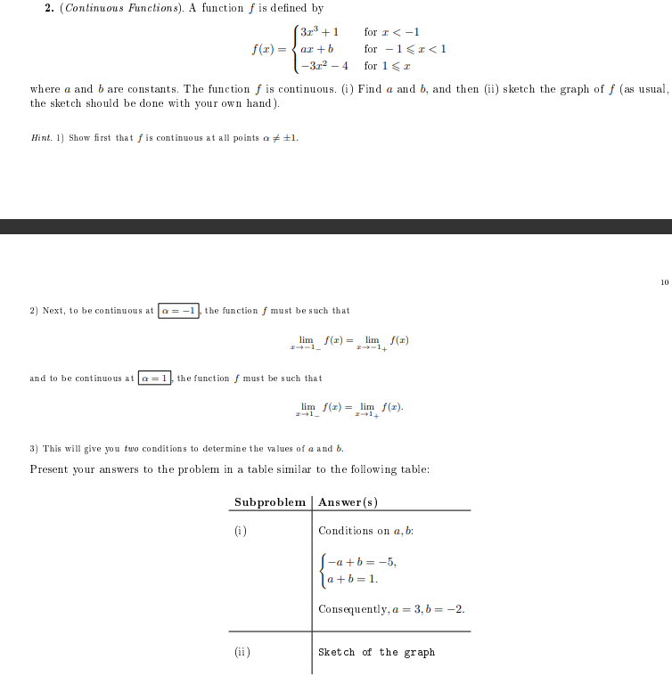 Solved 2. (Continuous Functions). A function f is defined by | Chegg.com