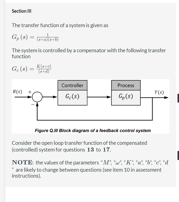 Solved Section III The transfer function of a system is | Chegg.com