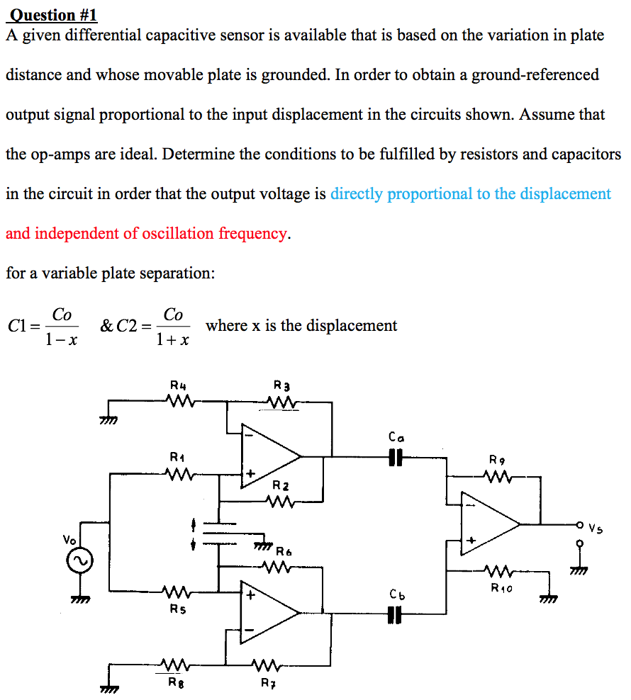 Solved Question #1 A given differential capacitive sensor is | Chegg.com