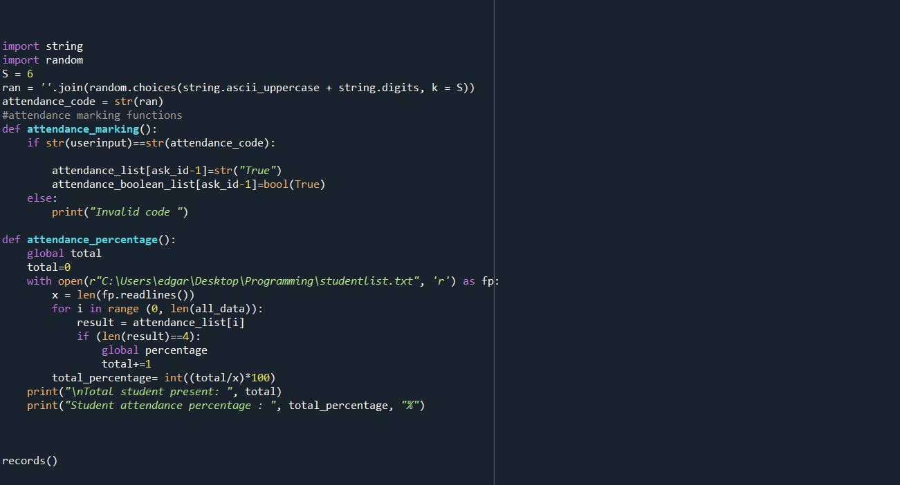 Solved Im trying to create a student attendance list in | Chegg.com