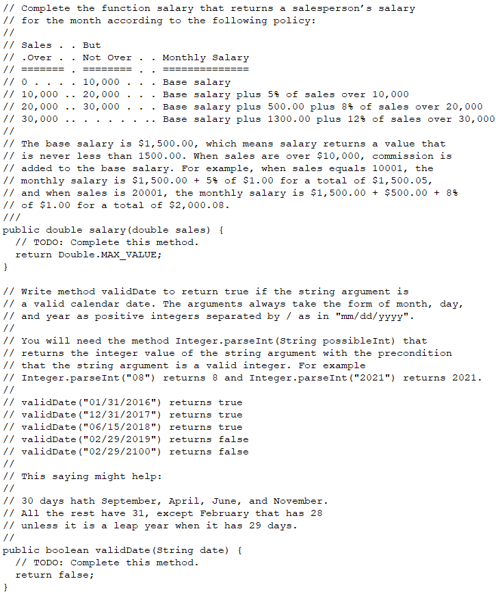 Solved // Complete the function salary that returns a | Chegg.com