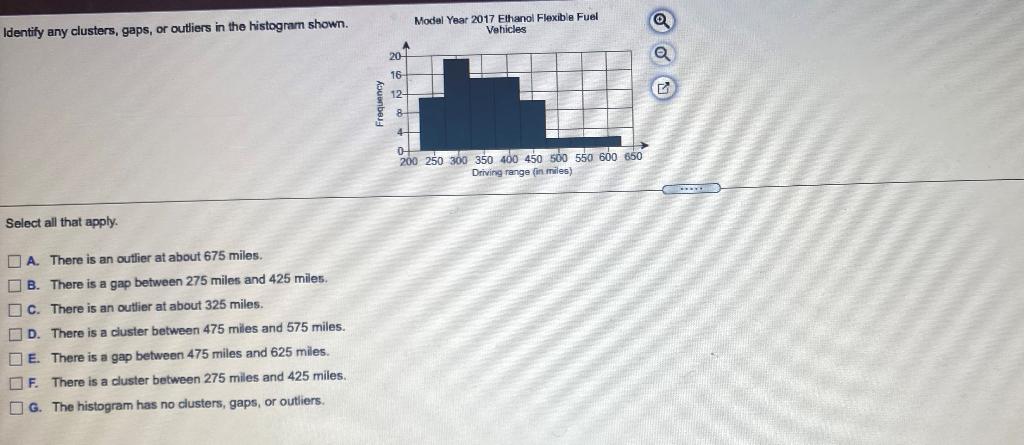Solved Identify any clusters, gaps, or outliers in the | Chegg.com