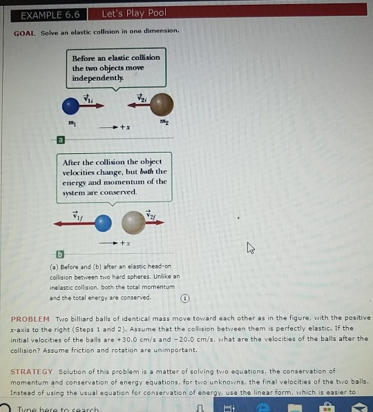 Solved EXAMPLE 6.6 Let's Play Pool GOAL Solve an elastic | Chegg.com
