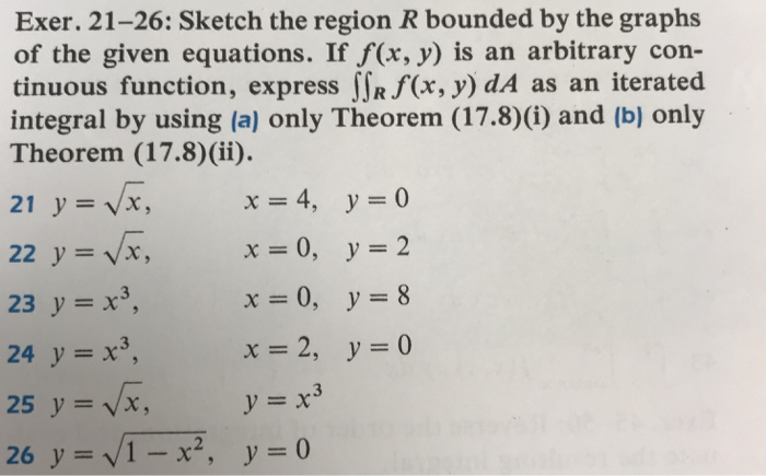 Solved Exer. 21-26: Sketch the region R bounded by the | Chegg.com