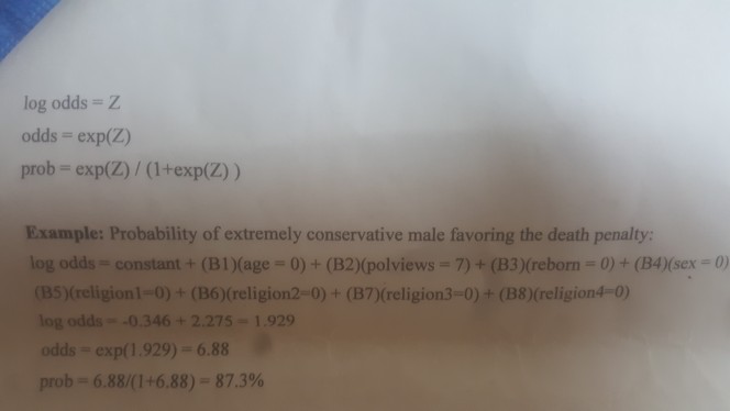 Solved log odds z odds- exp(Z) prob - exp(Z)/ (1+exp(Z)) | Chegg.com