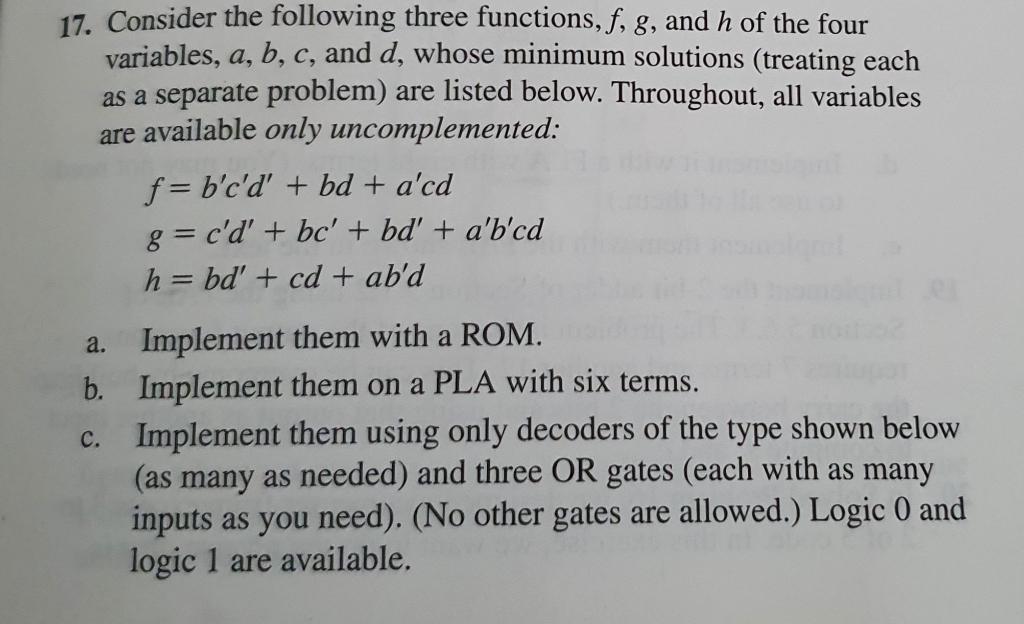 Solved 17c only (For 17c, when the decoder has active | Chegg.com