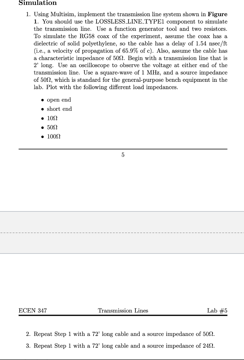 Simulation 1. Using Multisim, implement the | Chegg.com